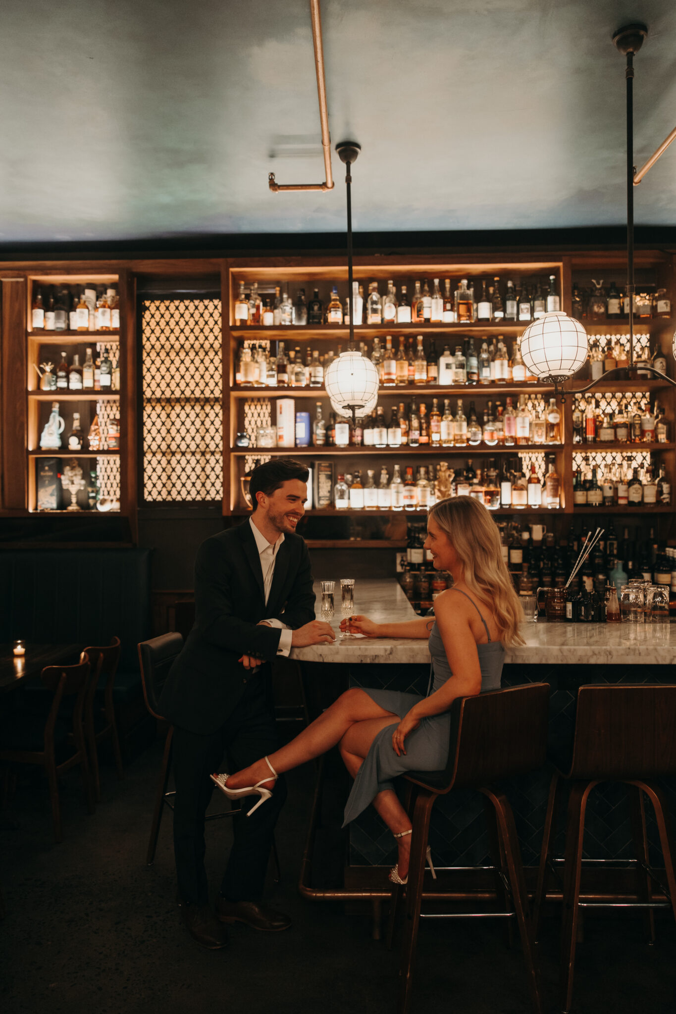 Emily & Brian | Downtown Portland Bar Engagement Session ...