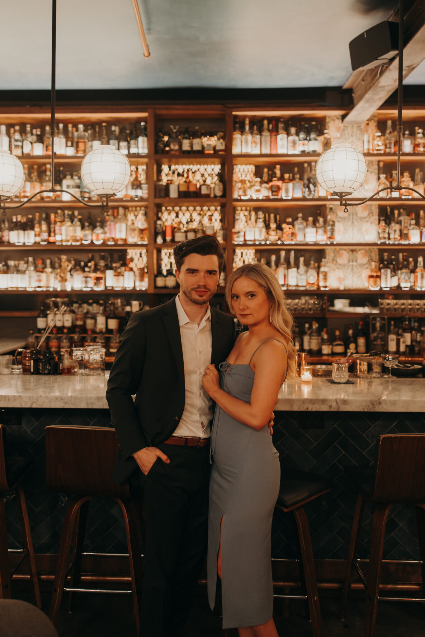 Emily & Brian | Downtown Portland Bar Engagement Session ...